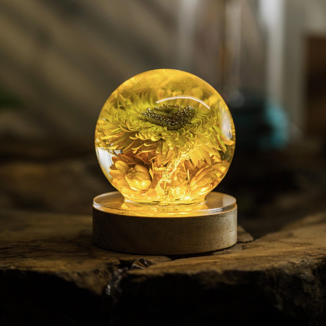 Lamp Sunflower Resin Epoxy, Epoxy Resin Lamp, Night Light Wood, Custom ...