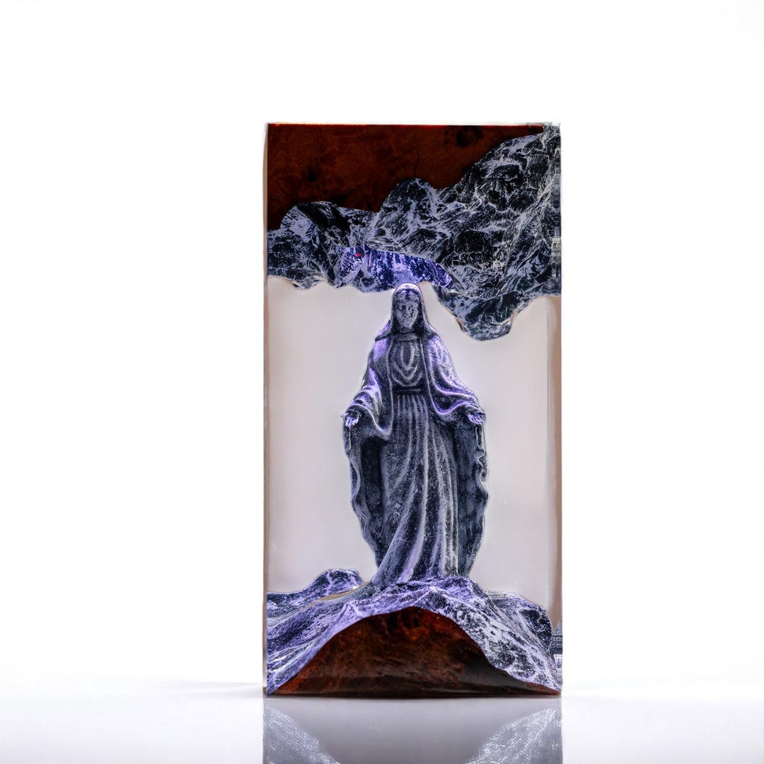 Jesus and Virgin Mary Resin Lamp | Handmade Christian LED Light ...