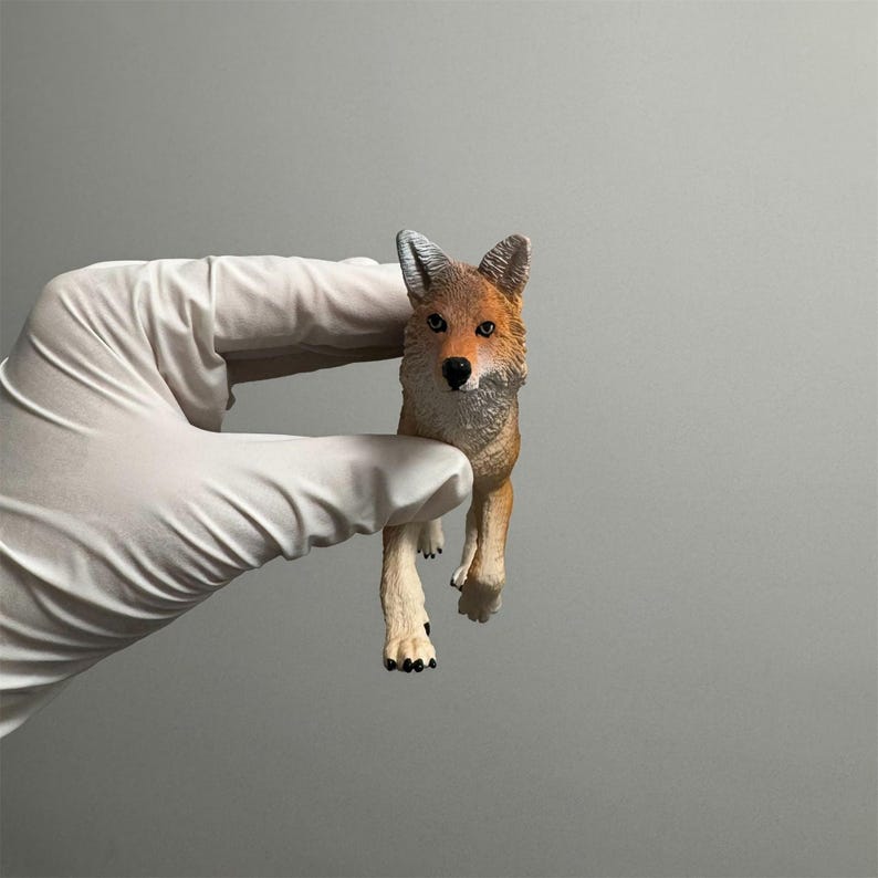 Handcrafted Resin Coyote Figurine Realistic Wildlife Animal Model ...