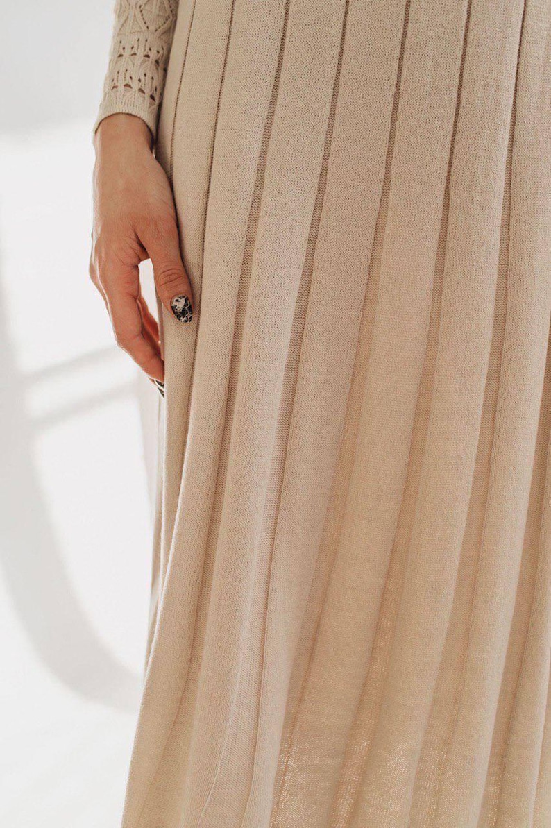 Beige Knitted Dress With Ajour Pattern - Etsy