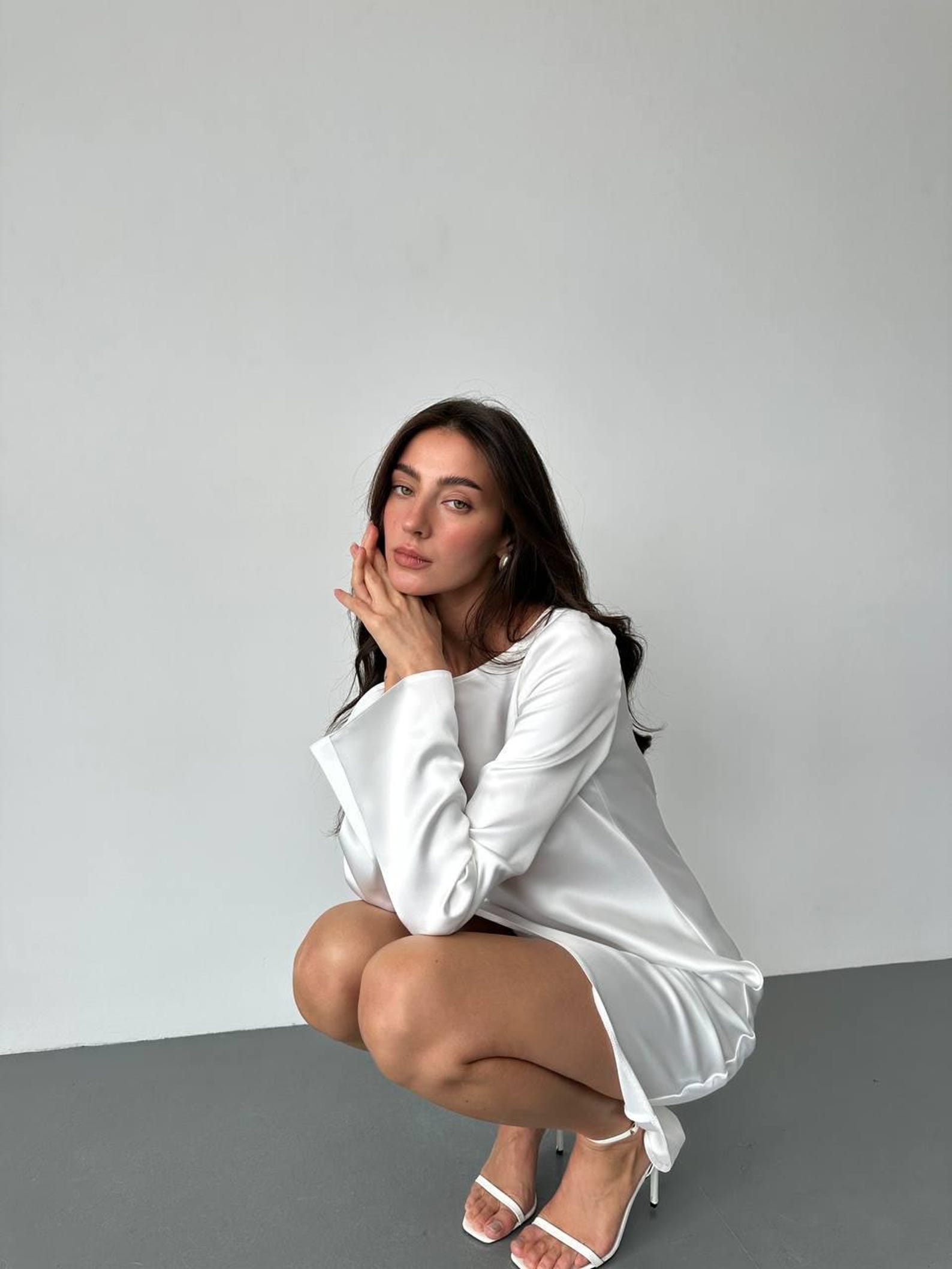 Classic White Silk Satin Mini Dress - Etsy