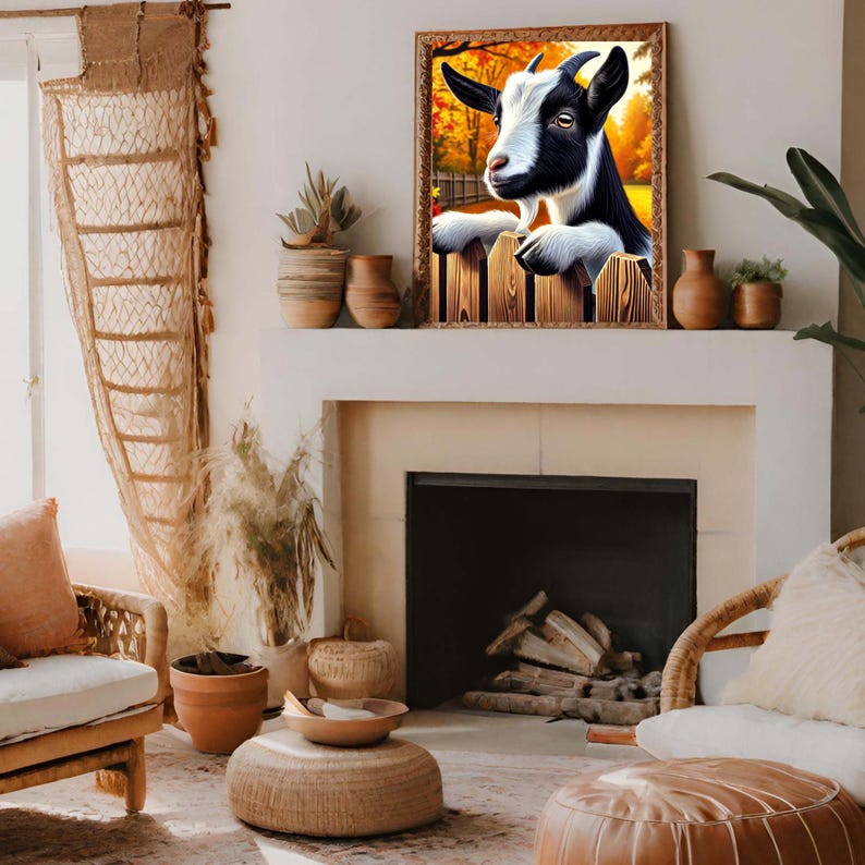 Goat Art Print, Farmhouse Decor, Animal Wall Art, Rustic Home Decor ...
