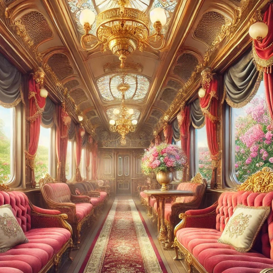 Vintage Train Art Print, Luxury Train Interior, Opulent Travel Decor ...