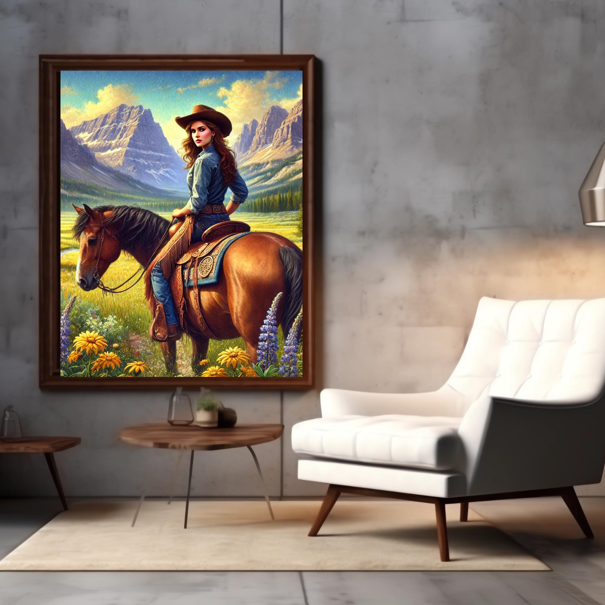 Cowgirl Horse Art Print, Western Art Prints, Cowgirl Wall Decor ...