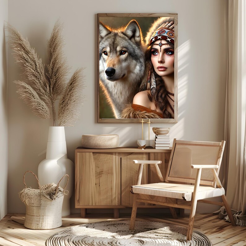 Native American Art, Wolf Spirit Artwork, Mystical Wolf Prints, Tribal ...