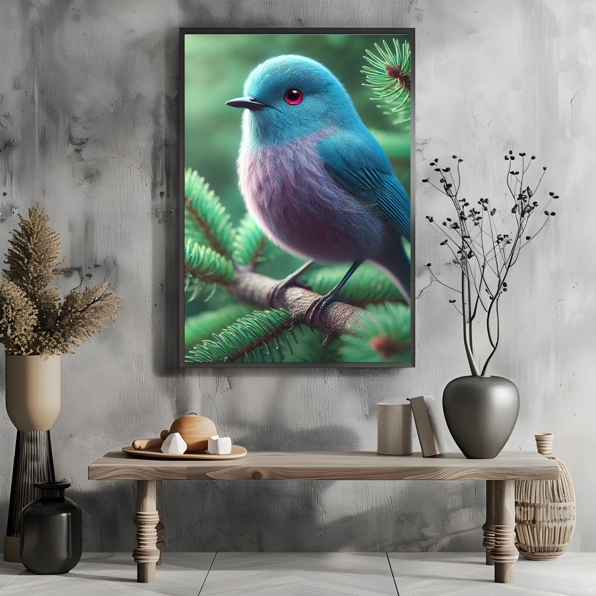 Blue Bird Art Print, Realistic Bird Art, Wildlife Photography ...