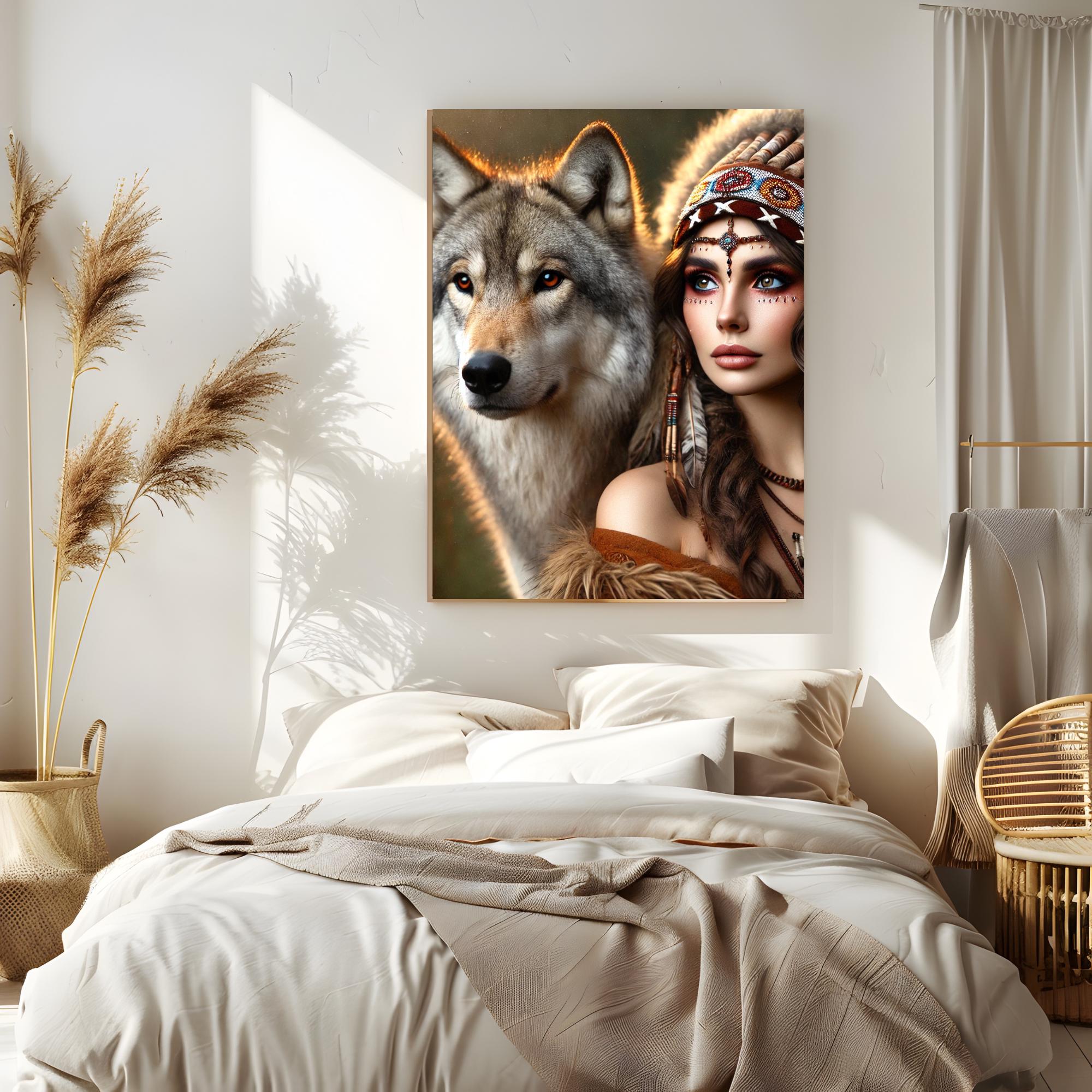 Native American Art, Wolf Spirit Artwork, Mystical Wolf Prints, Tribal ...