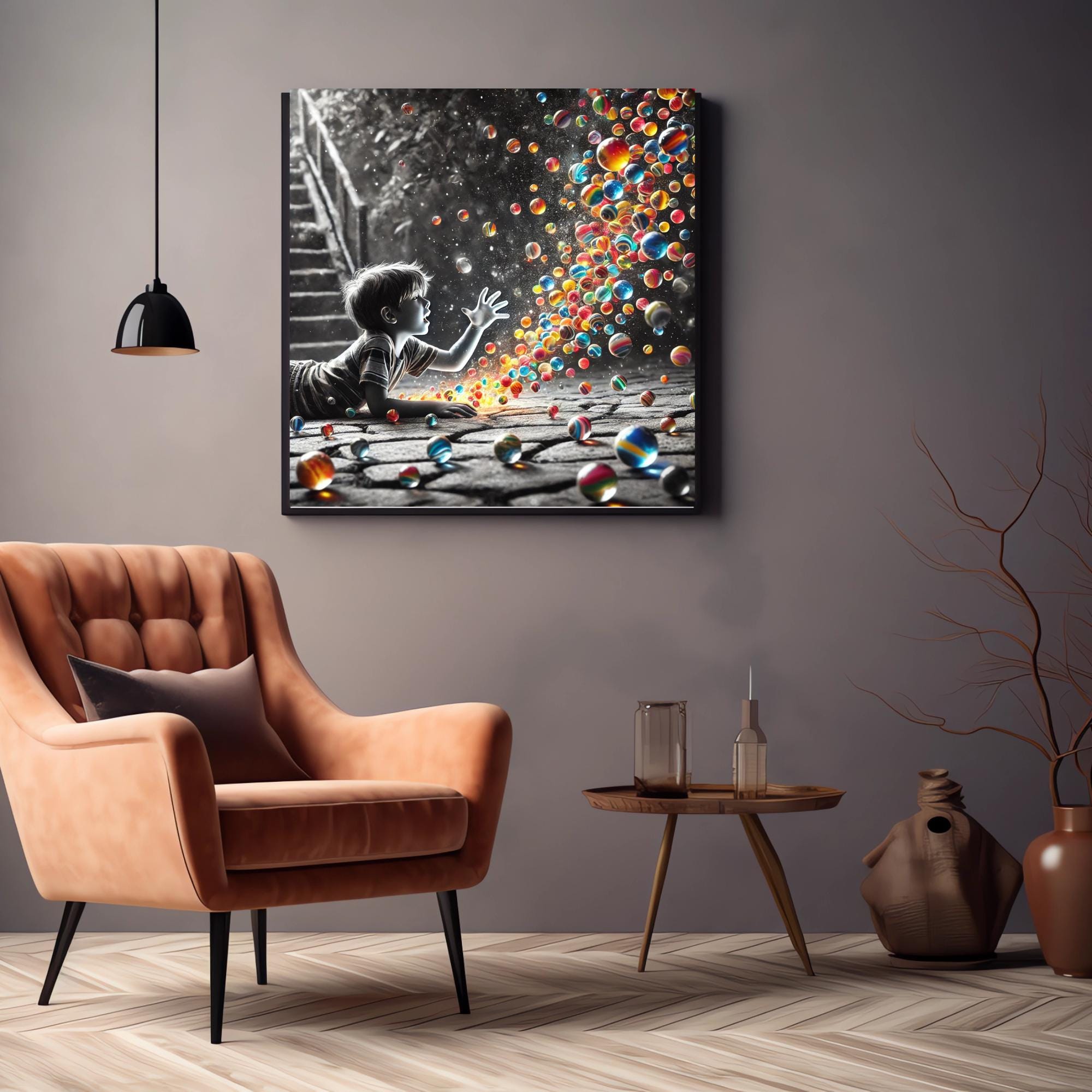 Colored Marble Art Print, Magical Marble Art, Marbles Artwork ...