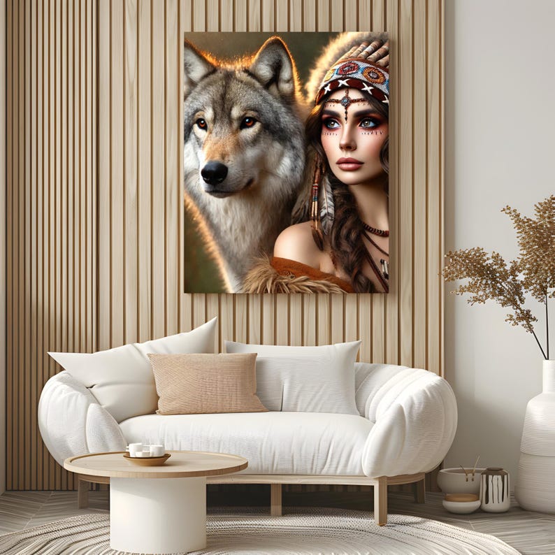 Native American Art, Wolf Spirit Artwork, Mystical Wolf Prints, Tribal ...