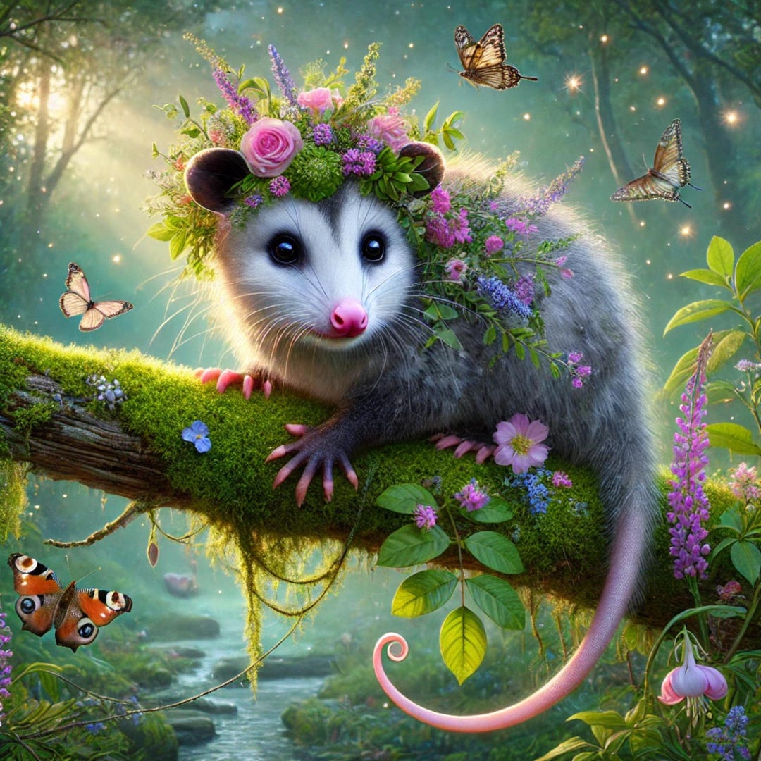 Possum Art Print, Forest Creature Print, Whimsical Wildlife Art ...