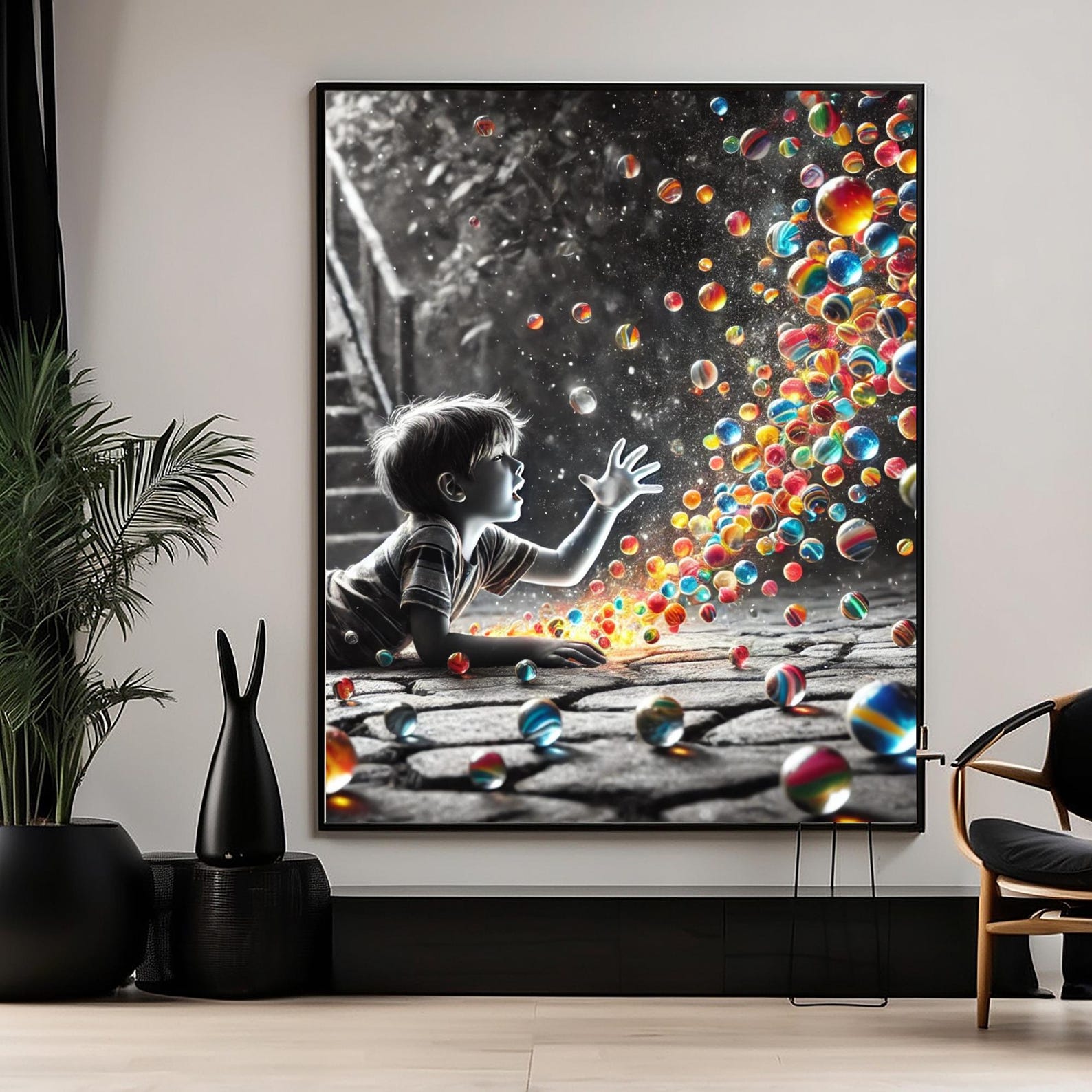 Colored Marble Art Print, Magical Marble Art, Marbles Artwork ...