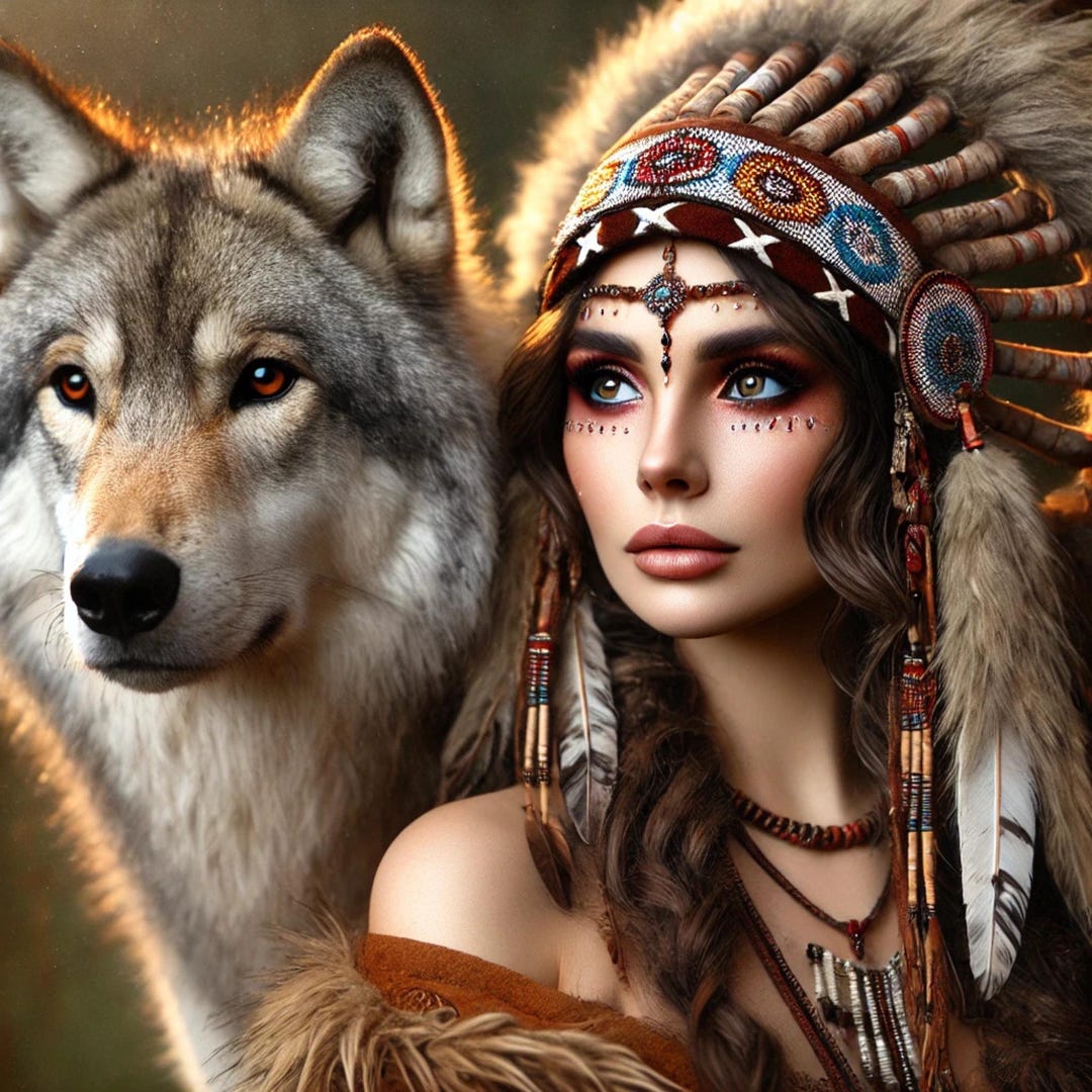 Native American Art, Wolf Spirit Artwork, Mystical Wolf Prints, Tribal ...