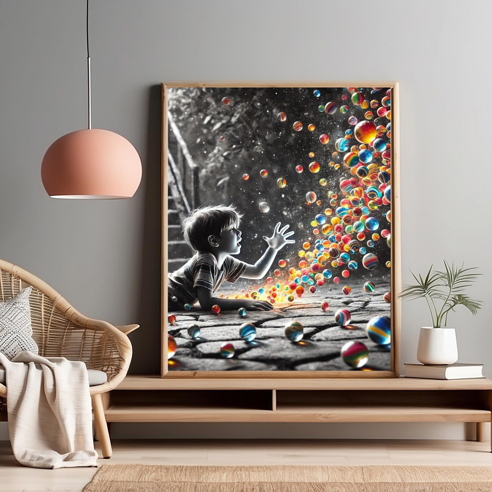 Colored Marble Art Print, Magical Marble Art, Marbles Artwork ...