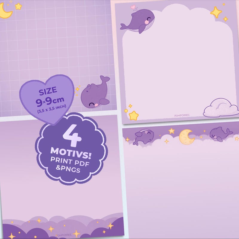 Purple Whale Cute Png - Etsy
