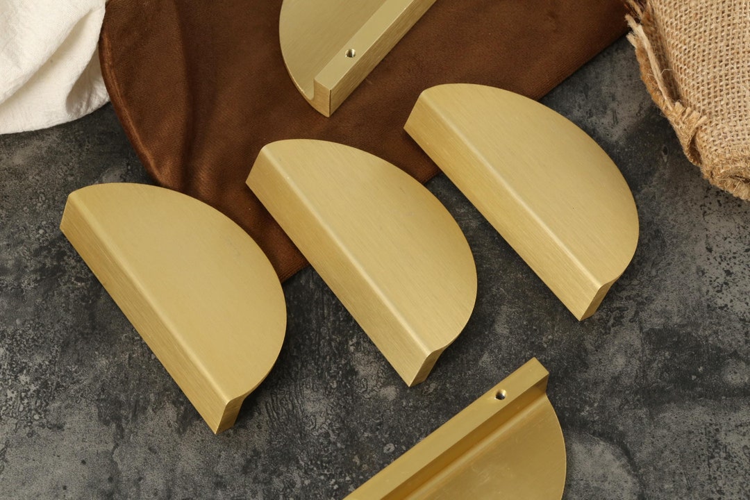 Brushed Gold Semi Circle Cabinet Door Pulls, Cupboard Door Pulls ...