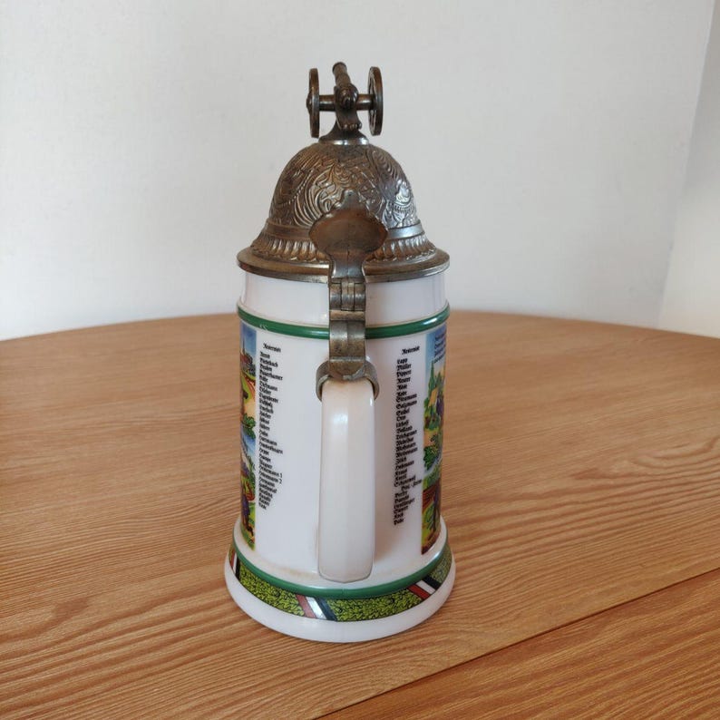 Collectible BMF West Germany Glass Beer Stein With Cannon Lid — Rare ...