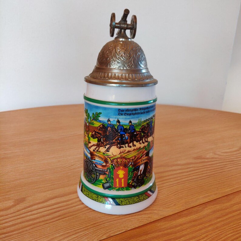 Collectible BMF West Germany Glass Beer Stein With Cannon Lid — Rare ...