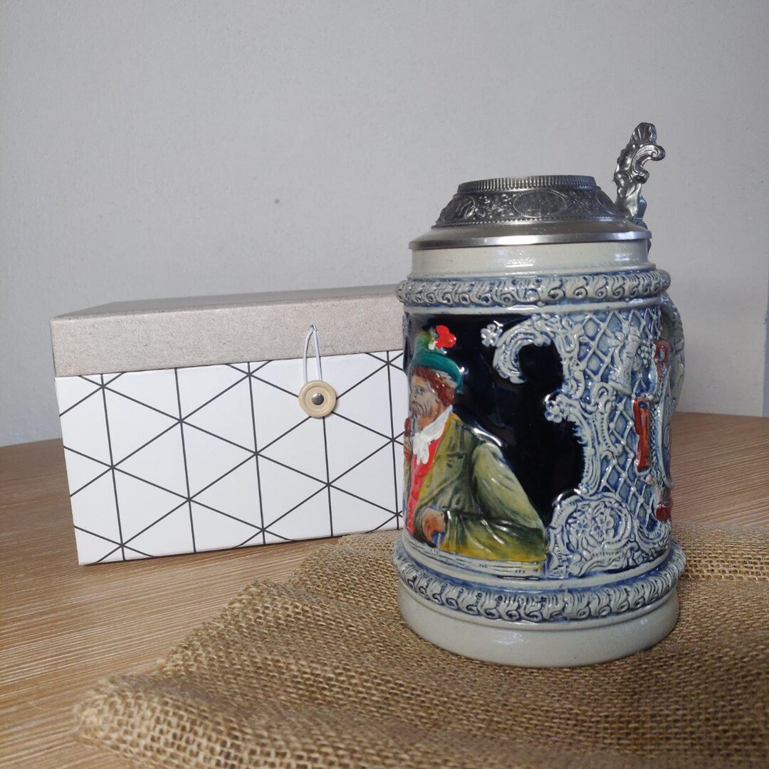 Fathers Day Gif Vintage Hand-painted Bavarian Beer Stein With Pewter ...