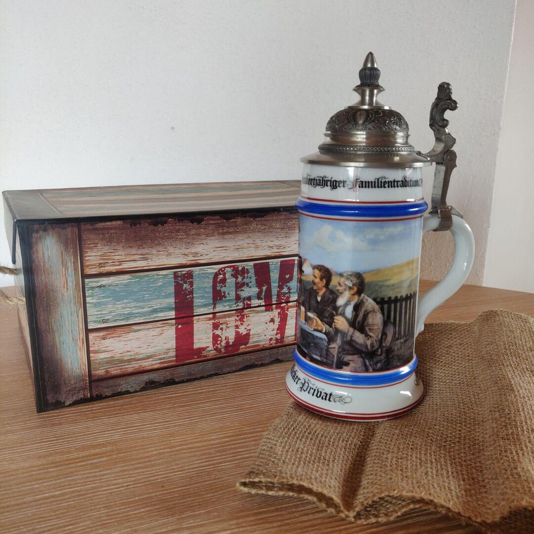 Vintage Dinkelacker Beer Stein With Pewter Lid: 1980 Collectible - Etsy