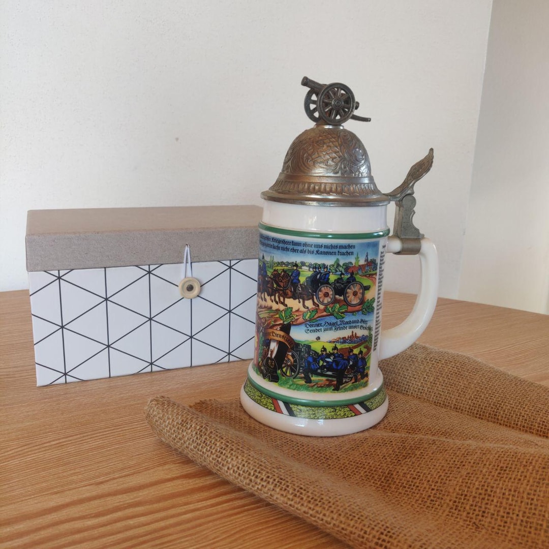 Collectible BMF West Germany Glass Beer Stein With Cannon Lid — Rare ...