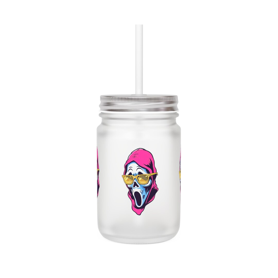 Halloween, SCREAM Ghostface Pop Art in Pink, Mason Jar - Etsy