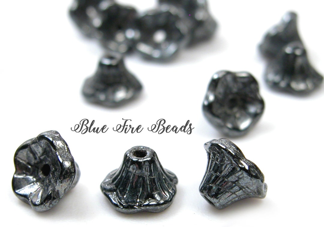 BFB Blue Fire Beads graphite Gray Premium Czech Jablonex Glass Beads 7 ...