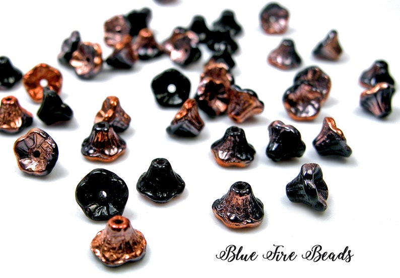 BFB Blue Fire Beads "lava Black/ Twilight" Premium Czech Jablonex Glass ...