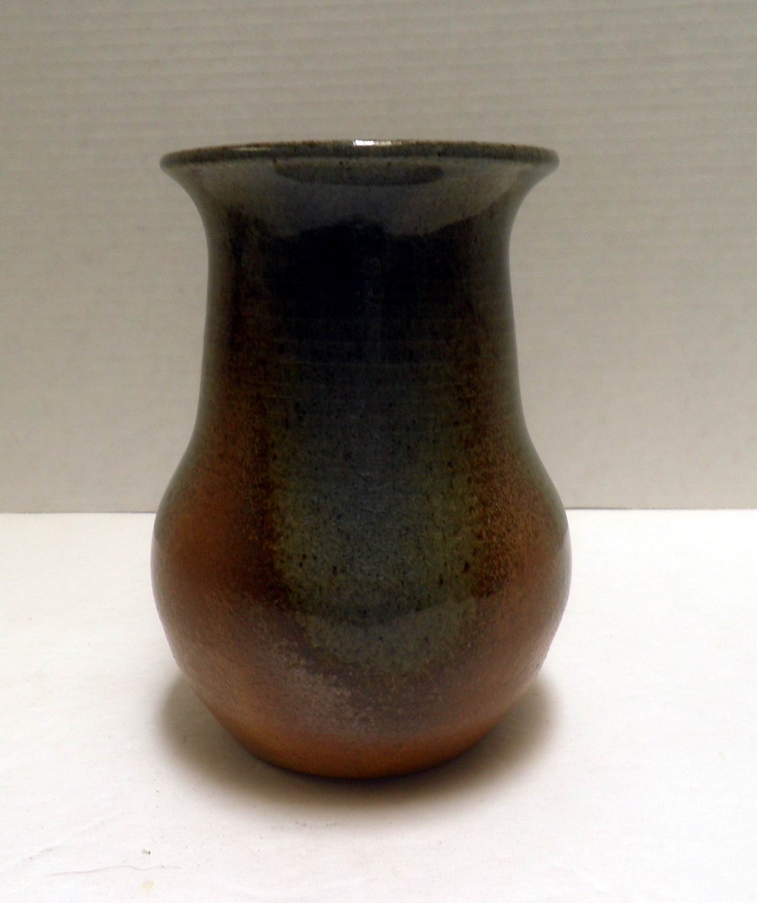 Blue N' Golden Brown Flower Vase, Wheel Thrown Stoneware - Etsy