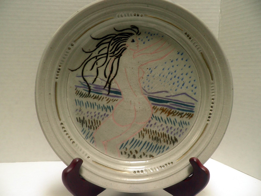 MISHIMA Handmade Ceramic Plate, Inlaid Design RAINDANCE, OOAK Art ...