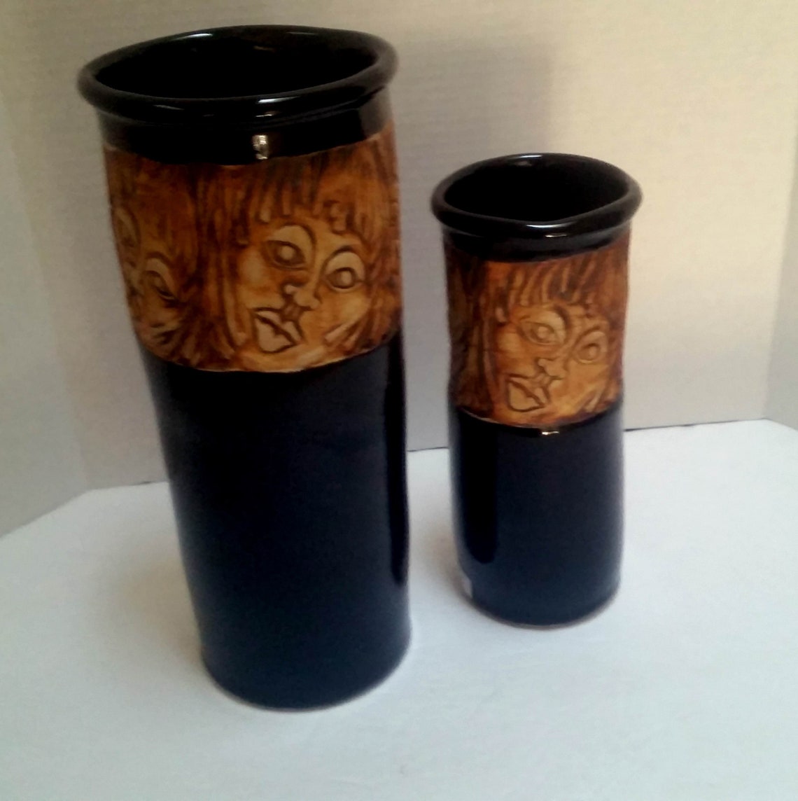 Two tall Art Pottery Vases handmade original design | Etsy