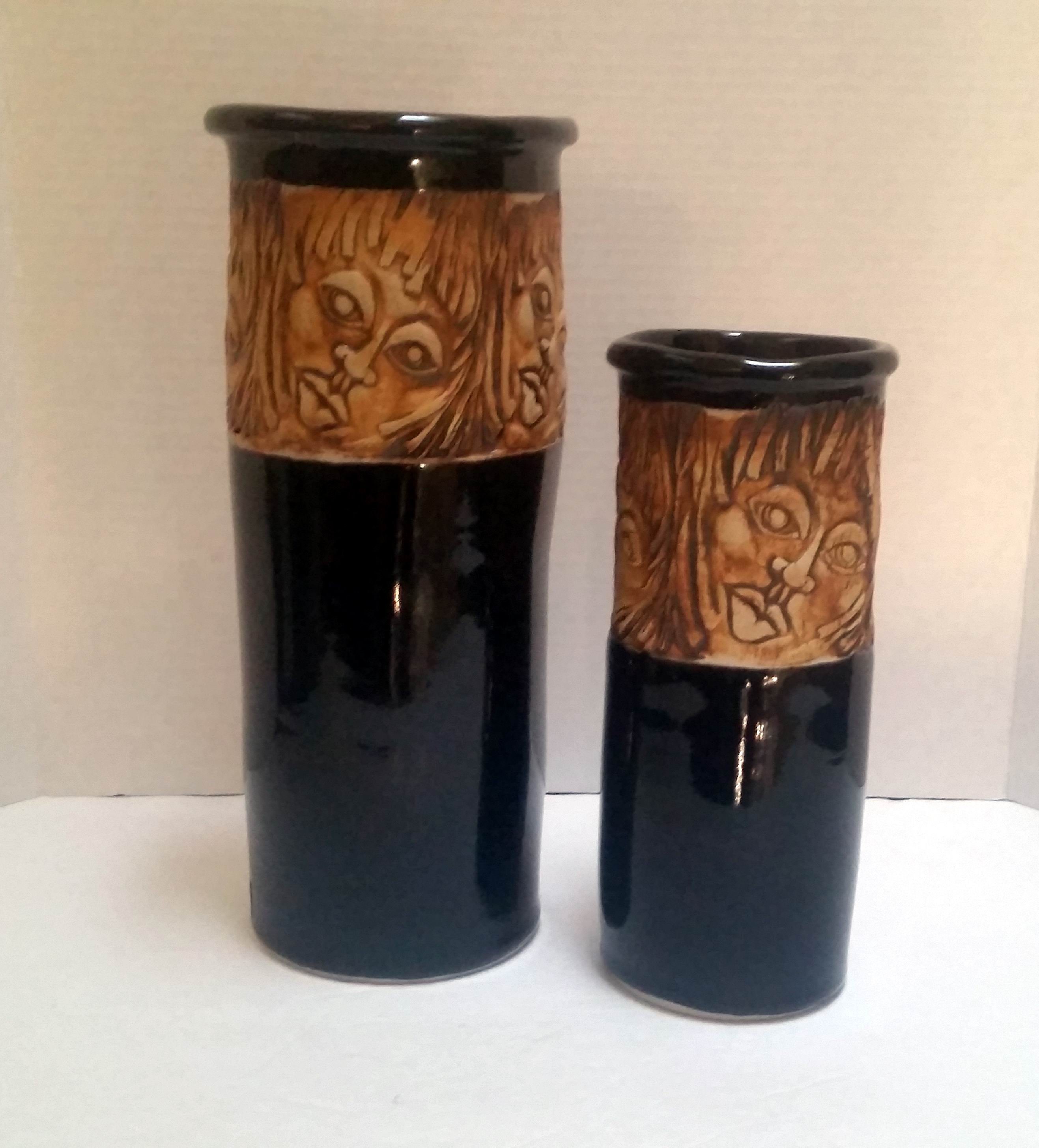 Two tall Art Pottery Vases handmade original design | Etsy