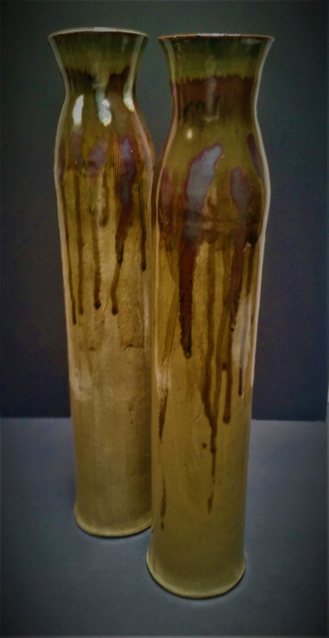 Long Tall Stoneware Vases, Pair of 2, Pottery Vases/bottles, Handmade ...