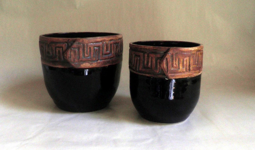 Set of 2 Stoneware Cachepots / Ceramic Vessels - Etsy