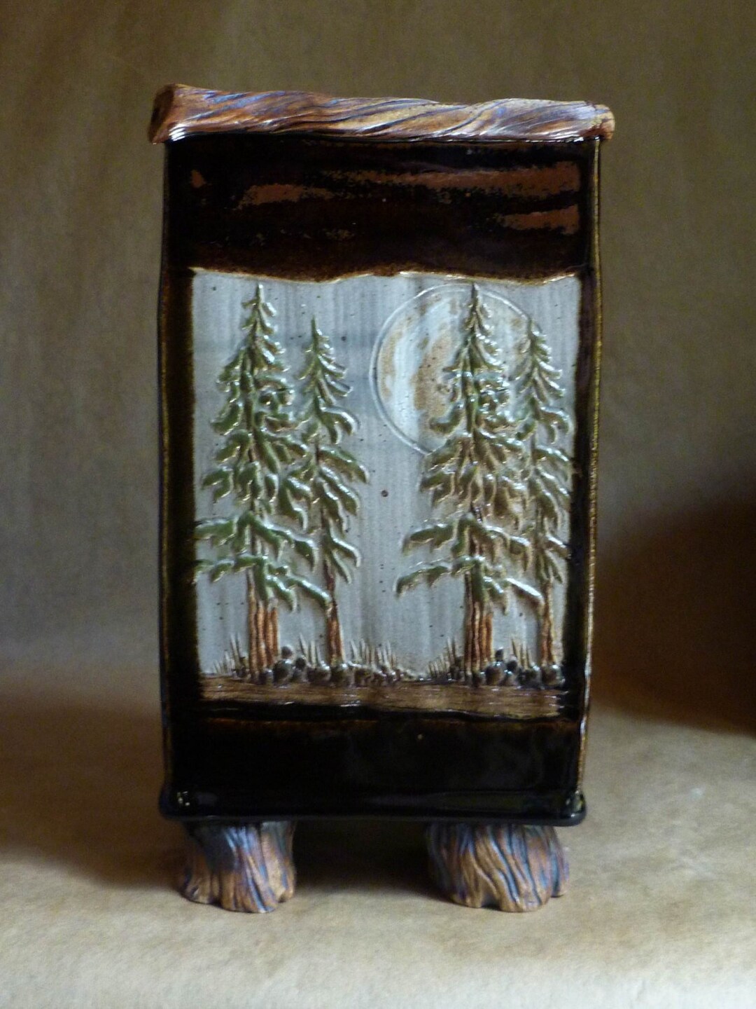 Tall Pines, Hand Built Stoneware Art Pottery, OOAK, Pine Tree Motif - Etsy