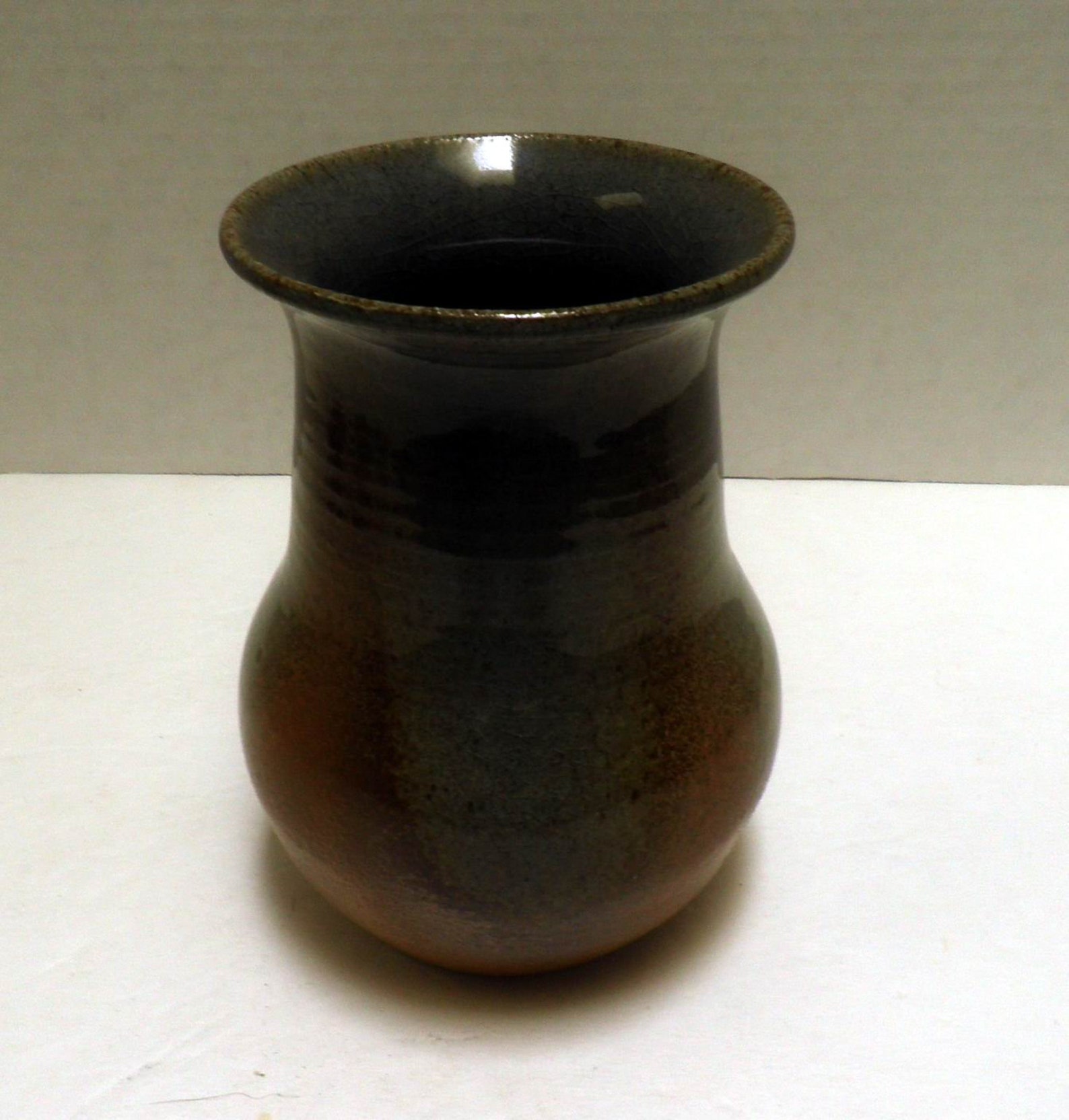 Blue N' Golden Brown Flower Vase, Wheel Thrown Stoneware - Etsy