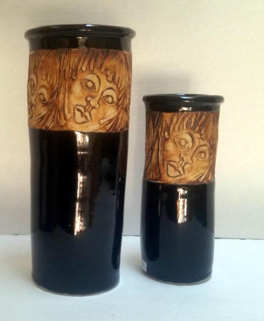 Two Tall Art Pottery Vases, Handmade, Original Design click item ...