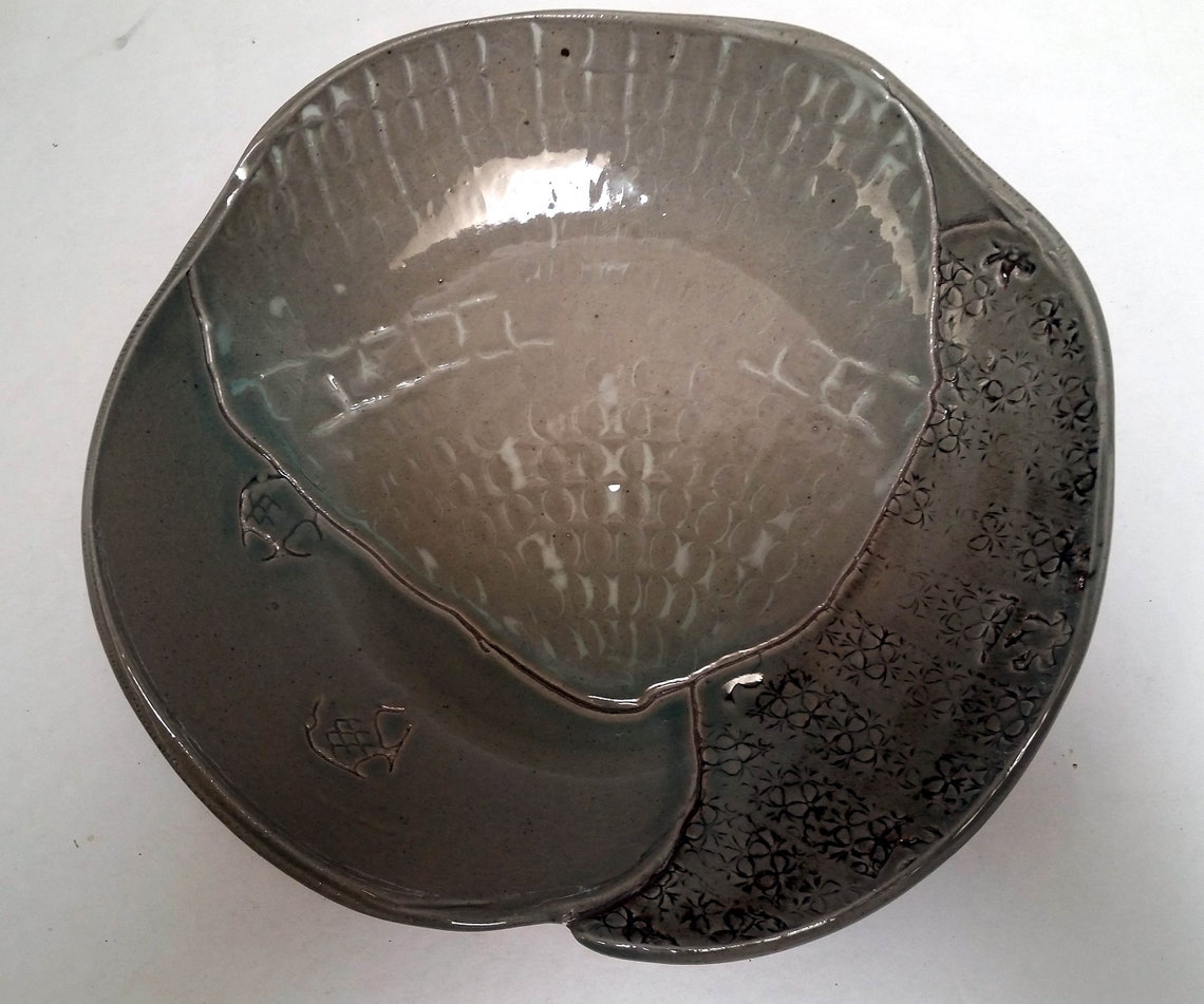 Handbuilt Shallow Ceramic BOWL, Celadon Glaze, Fruit Bowl, Art Pottery ...