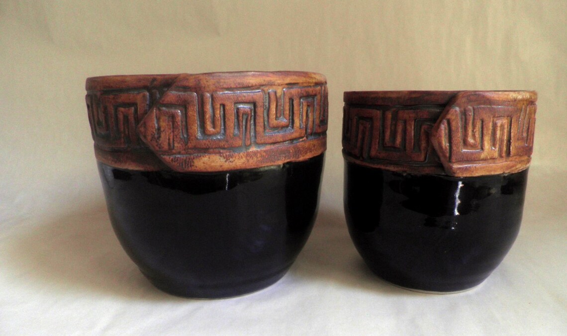 Set of 2 Stoneware Cachepots / Ceramic Vessels - Etsy