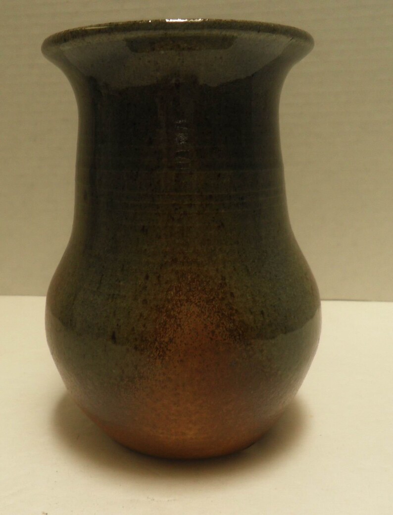 Blue N' Golden Brown Flower Vase, Wheel Thrown Stoneware - Etsy