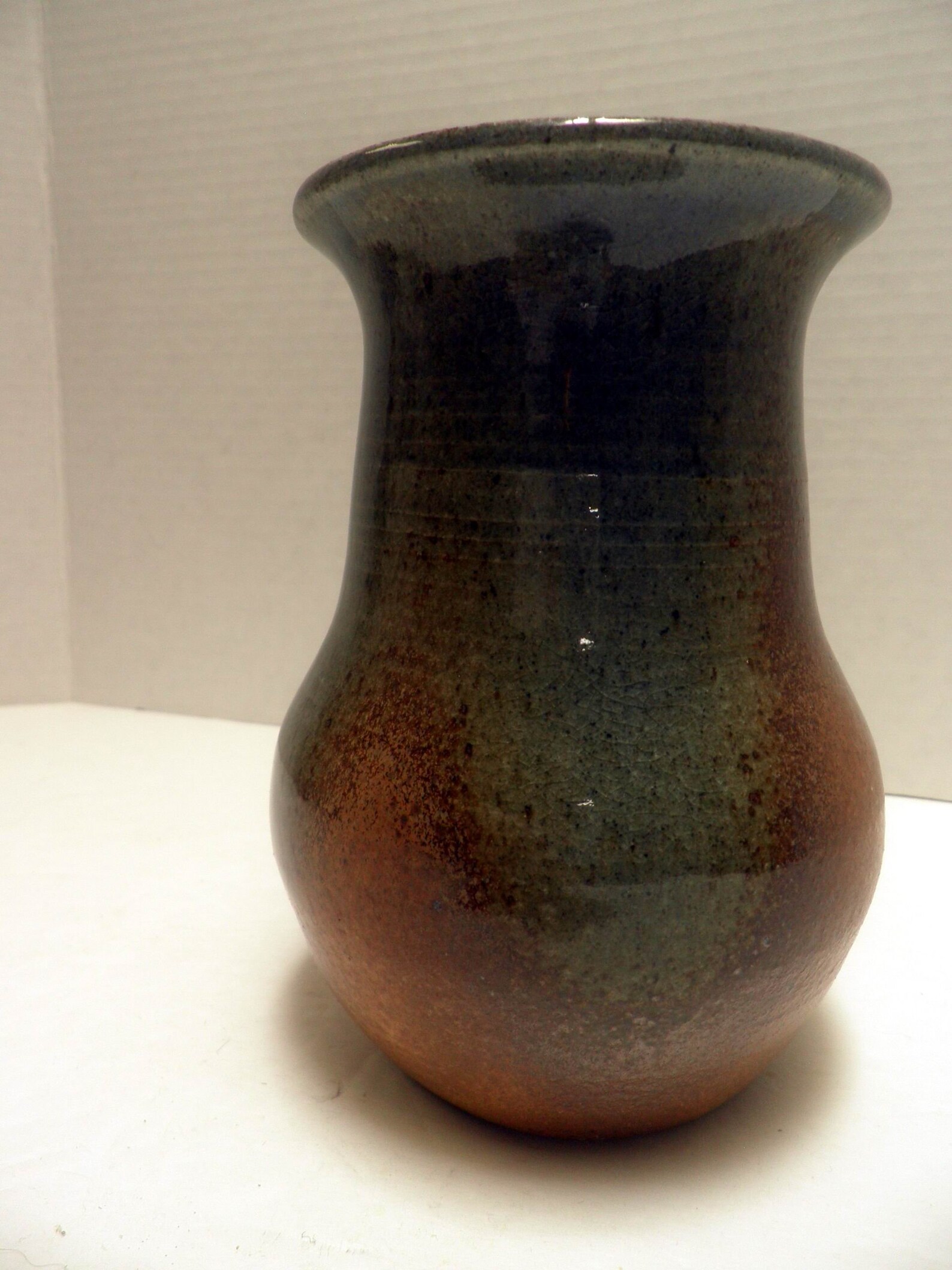 Blue N' Golden Brown Flower Vase, Wheel Thrown Stoneware - Etsy