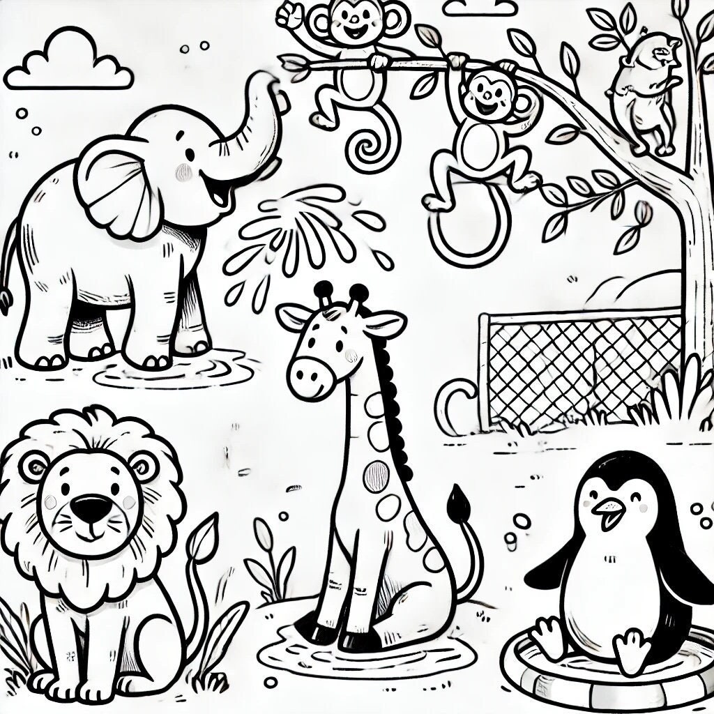 Zoo Coloring Page - Etsy