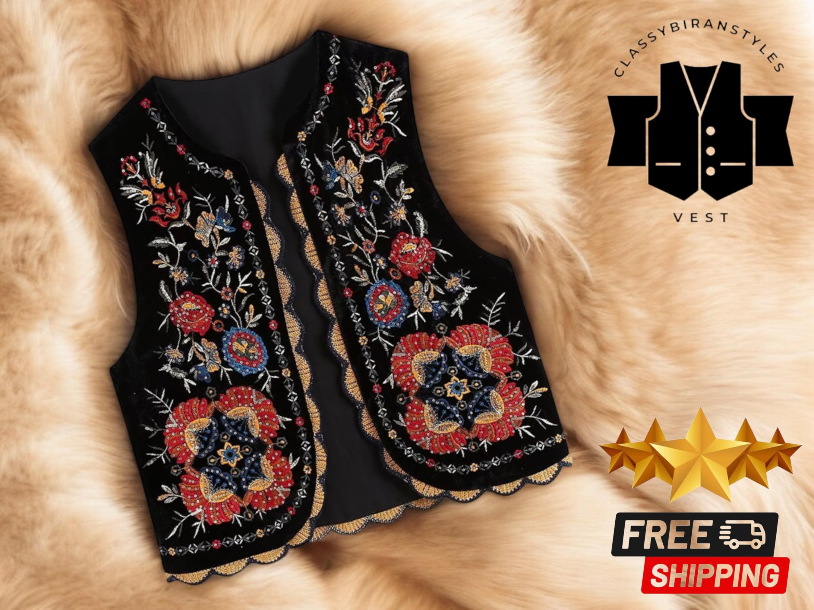 Women’s Sleeveless Waistcoat | Boho Embroidered Vest | Vintage Style ...