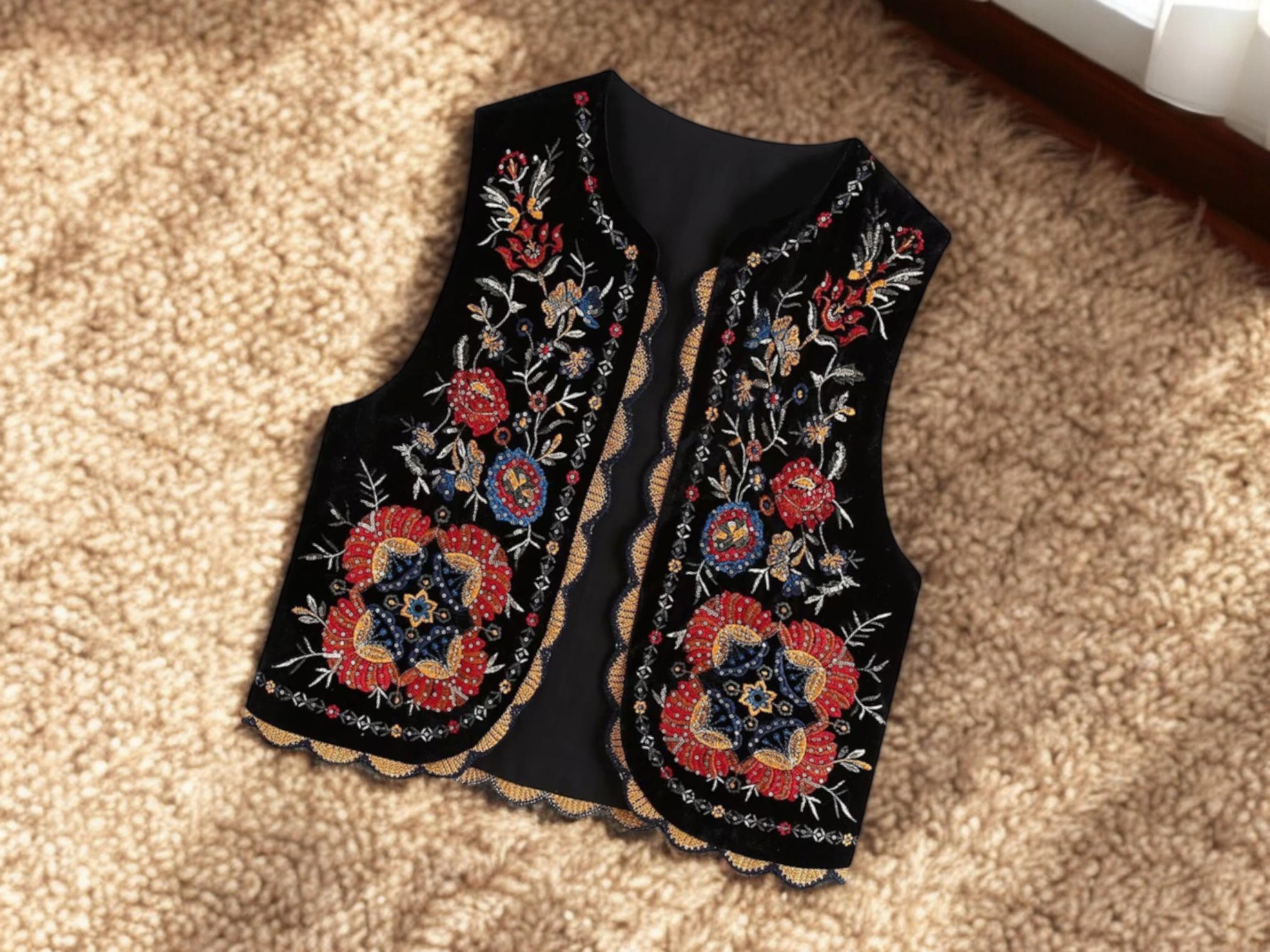 Women’s Sleeveless Waistcoat | Boho Embroidered Vest | Vintage Style ...