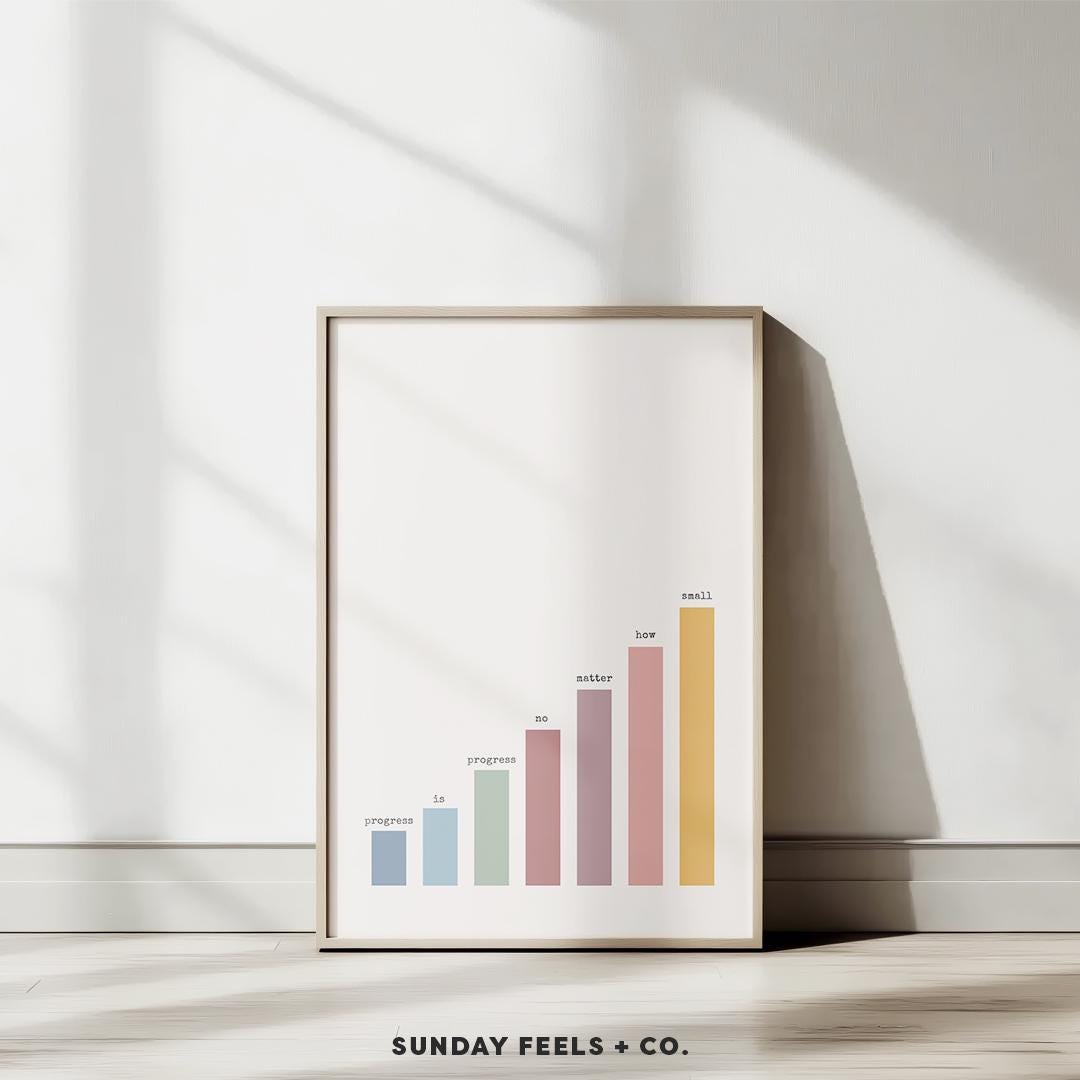 Progress is Progress Chart Wall Art Minimalistic Decor Motivational ...