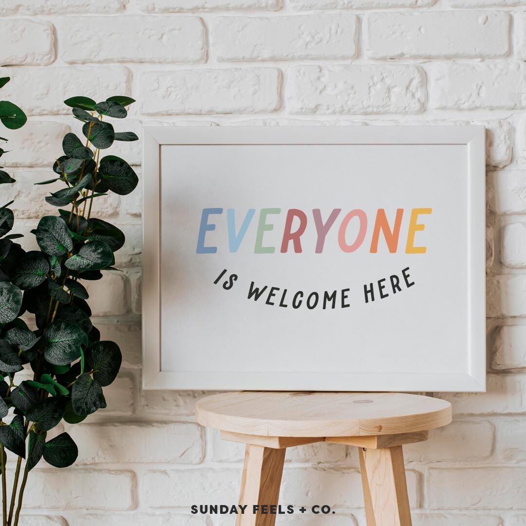 Everyone is Welcome Here Safe Space Sign Therapy Office Classroom Decor ...