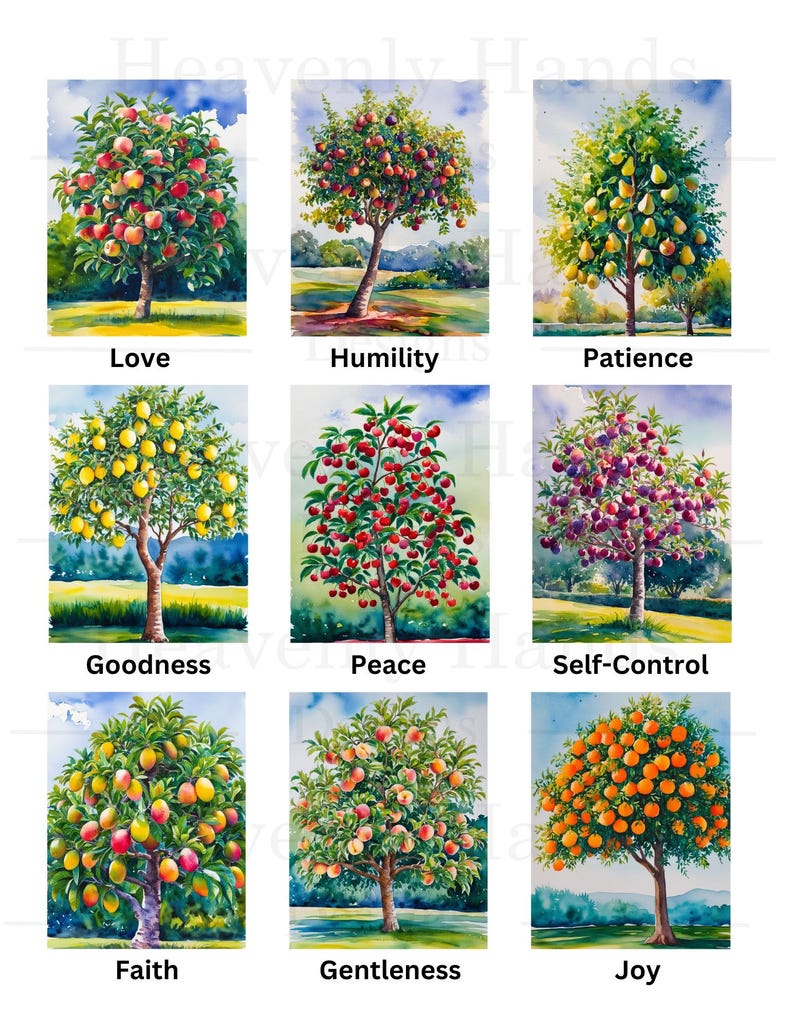 Fruit of the Spirit Collage | Printable Christian Wall Art With Bold ...