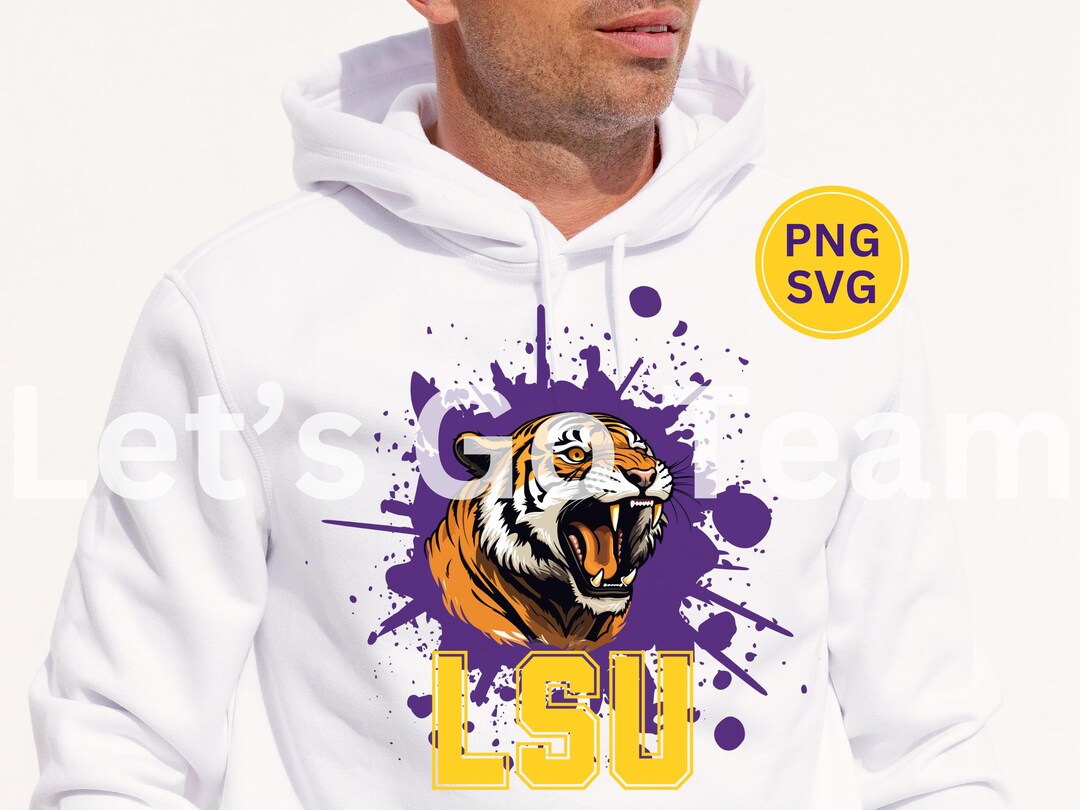 LSU Football Fan Football Style Vector Sports Mascot LSU Purple Yellow ...