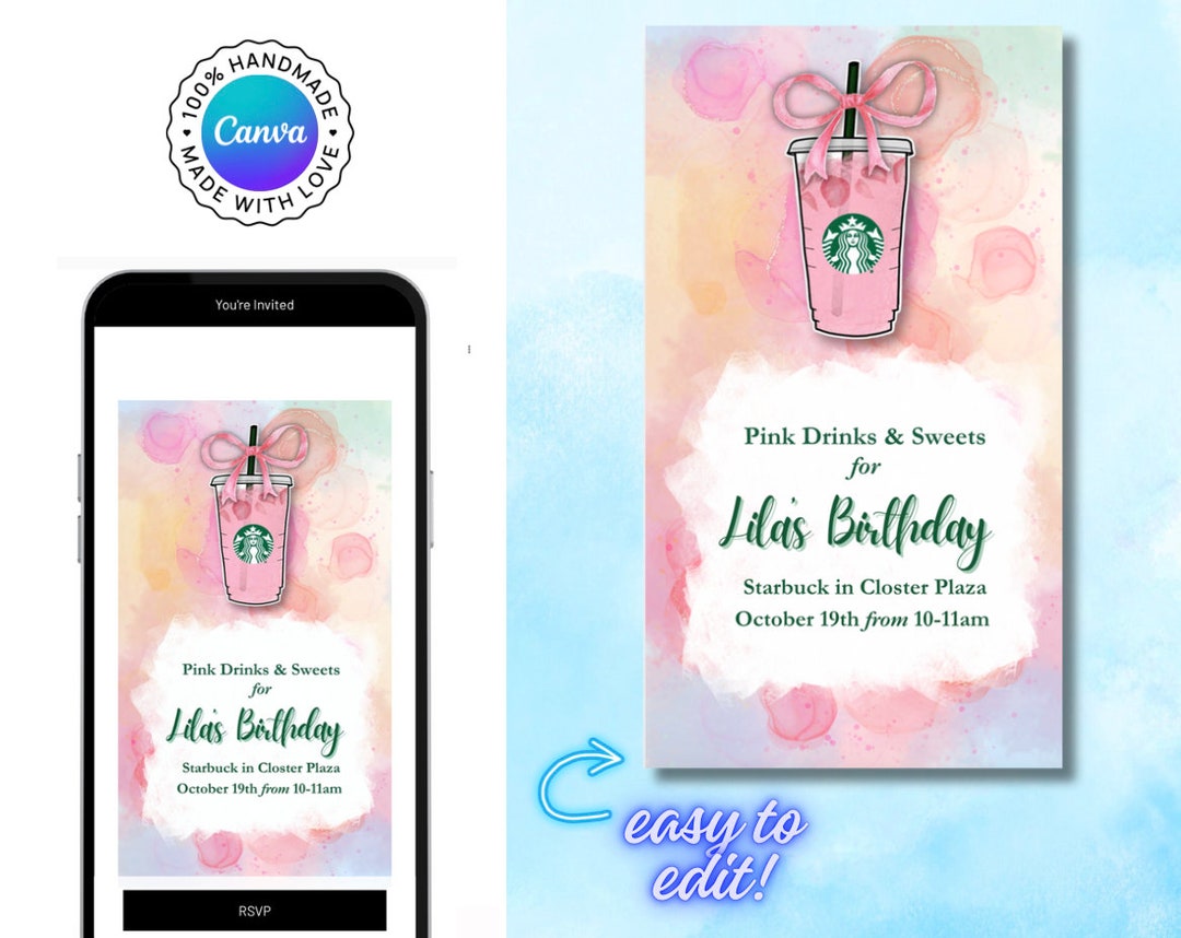 Starbucks Invitation for Girls Birthday Party - Etsy