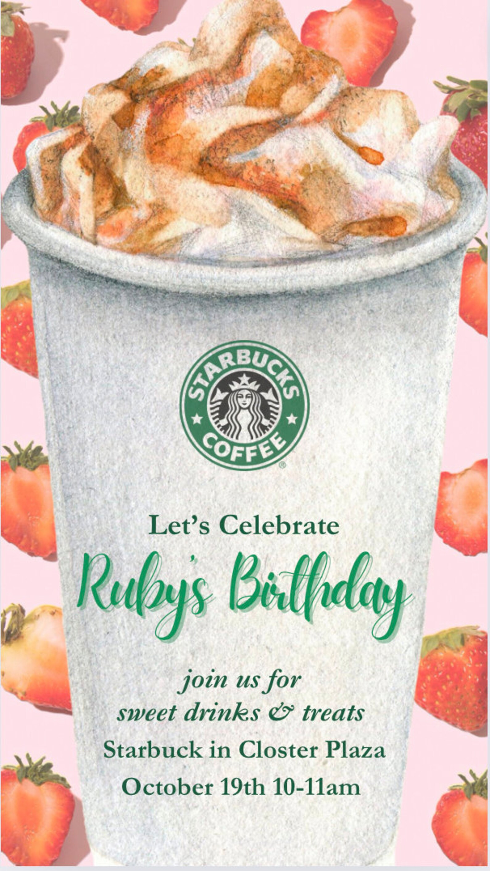 Editable Starbucks Birthday Party Invitation - Etsy