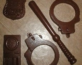 Items similar to Chocolate Police Badge, Radio, Handcuffs & Nightstick ...